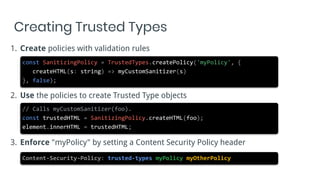 Trusted Types - Securing the DOM from the bottom up (JSNation Amsterdam) | PDF
