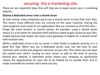 Securing the e marketing site | PPTX