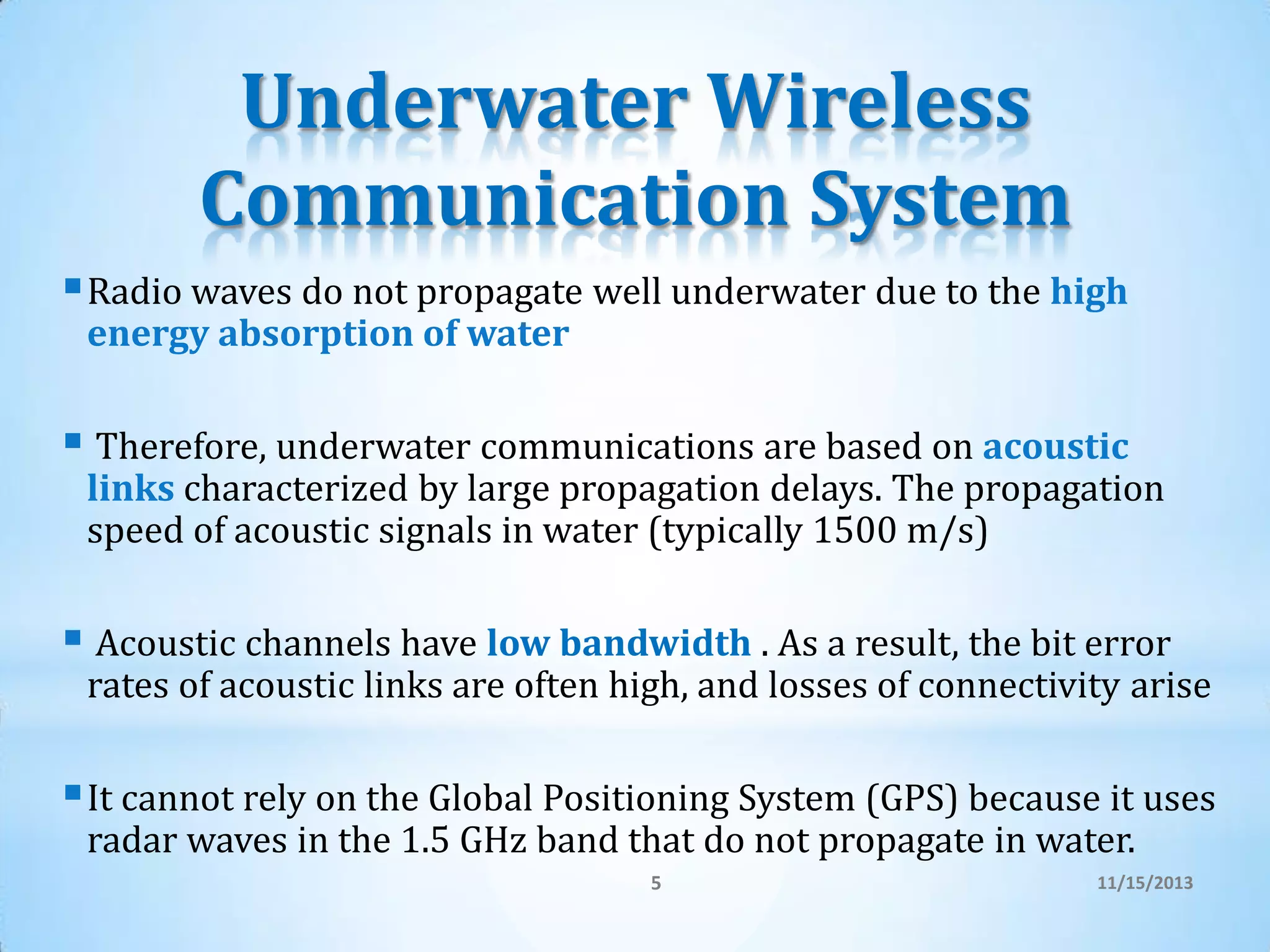 Securing underwater wireless communication by Nisha Menon K | PPSX