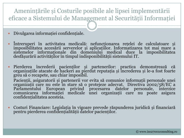 Securitatea Informatiei in Institutii Medicale | PPT