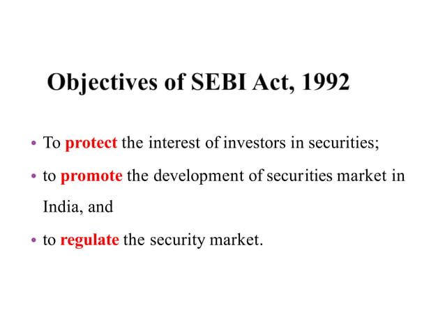 Securities and exchange board of india act 1992 | PPTX | Business ...