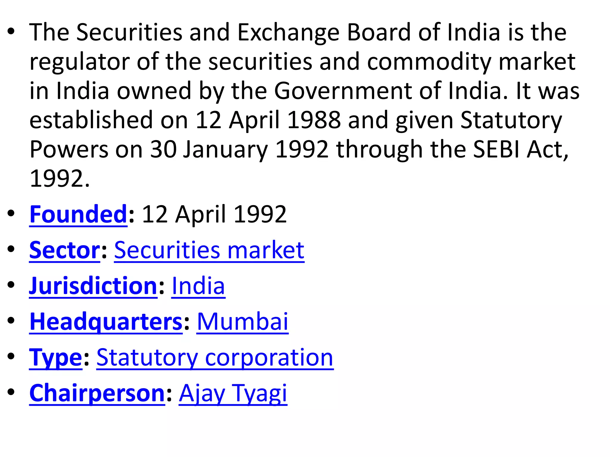 SECURITIES AND EXCHANGE BOARD OF INDIA (SEBI) | PPT