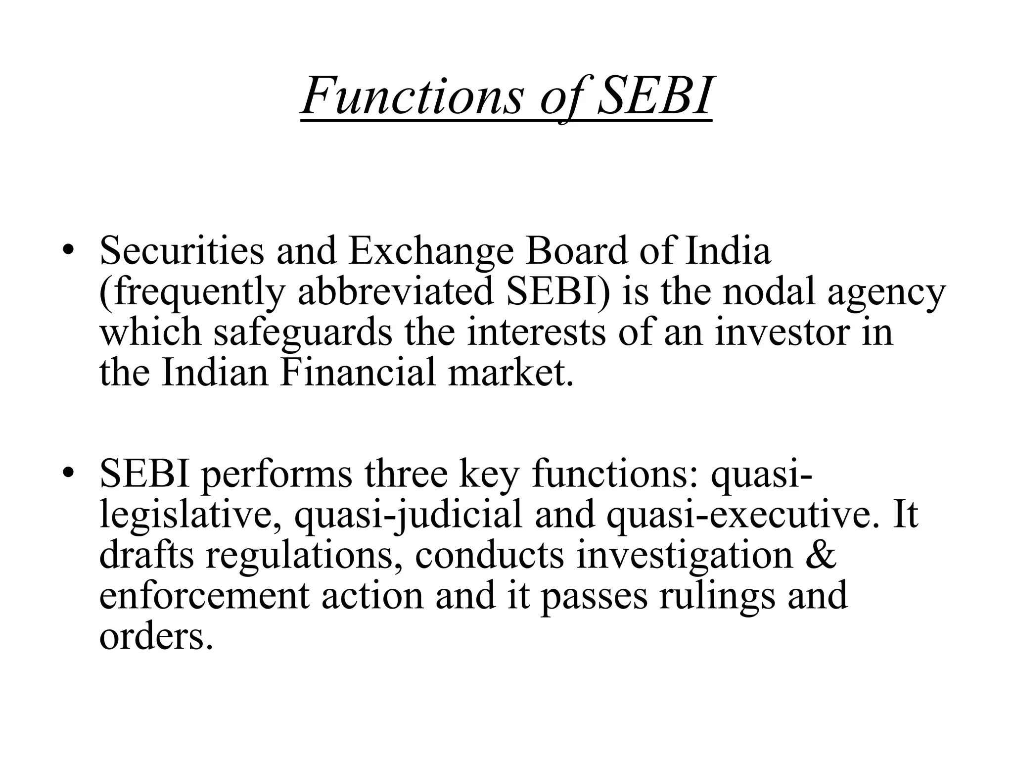 SECURITIES AND EXCHANGE BOARD OF INDIA (SEBI) | PPT