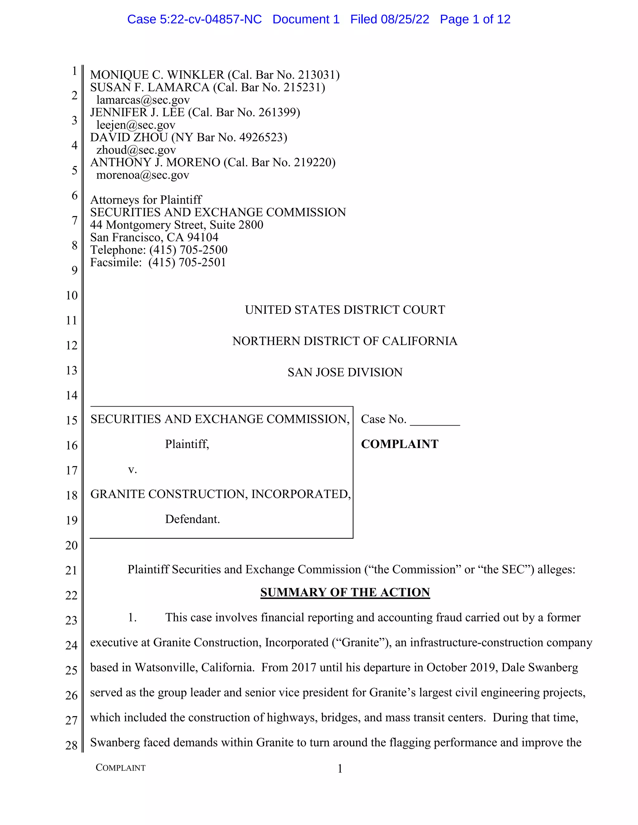 SEC v Granite Construction | PDF