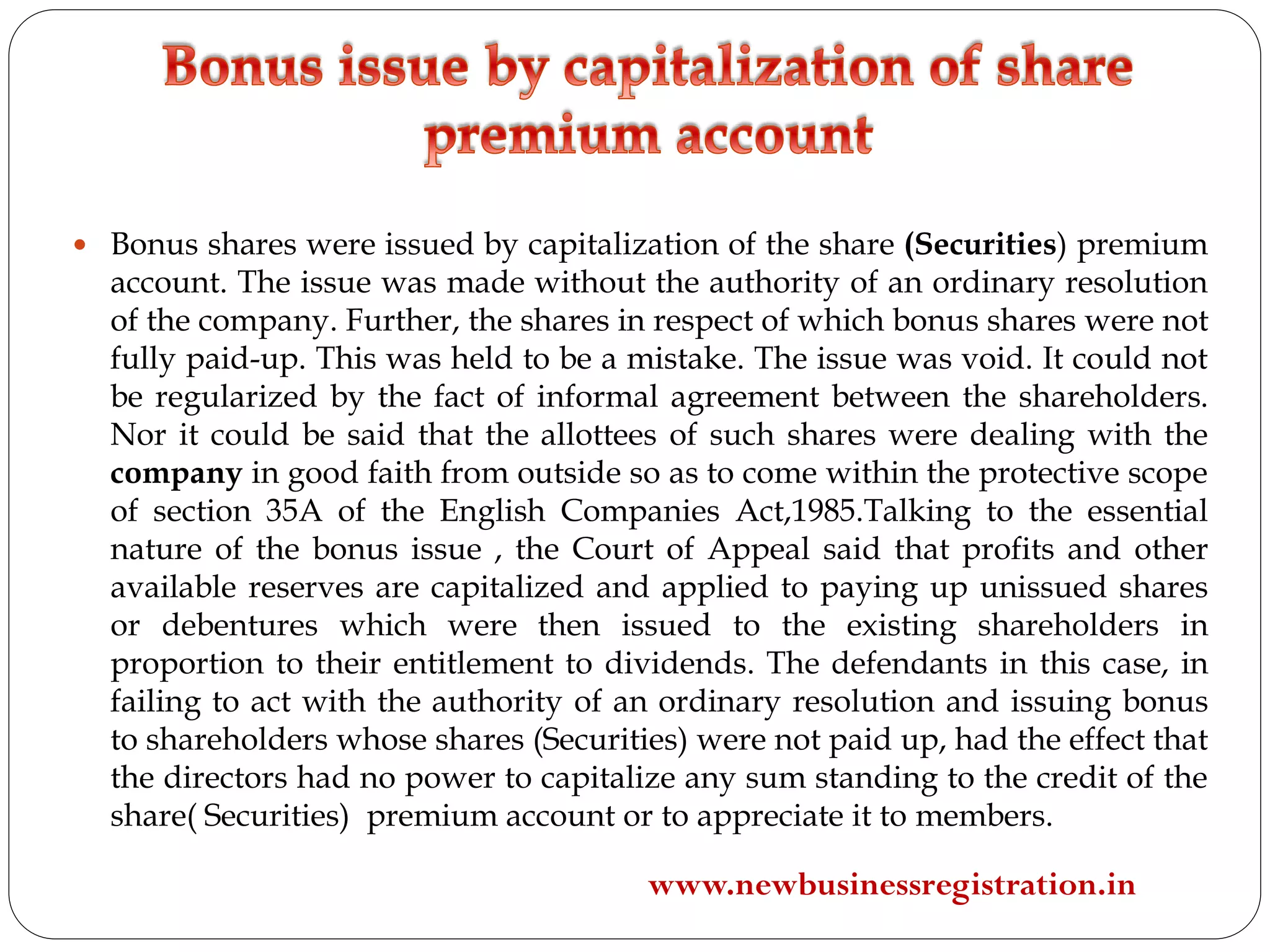 Securities premium account | PDF