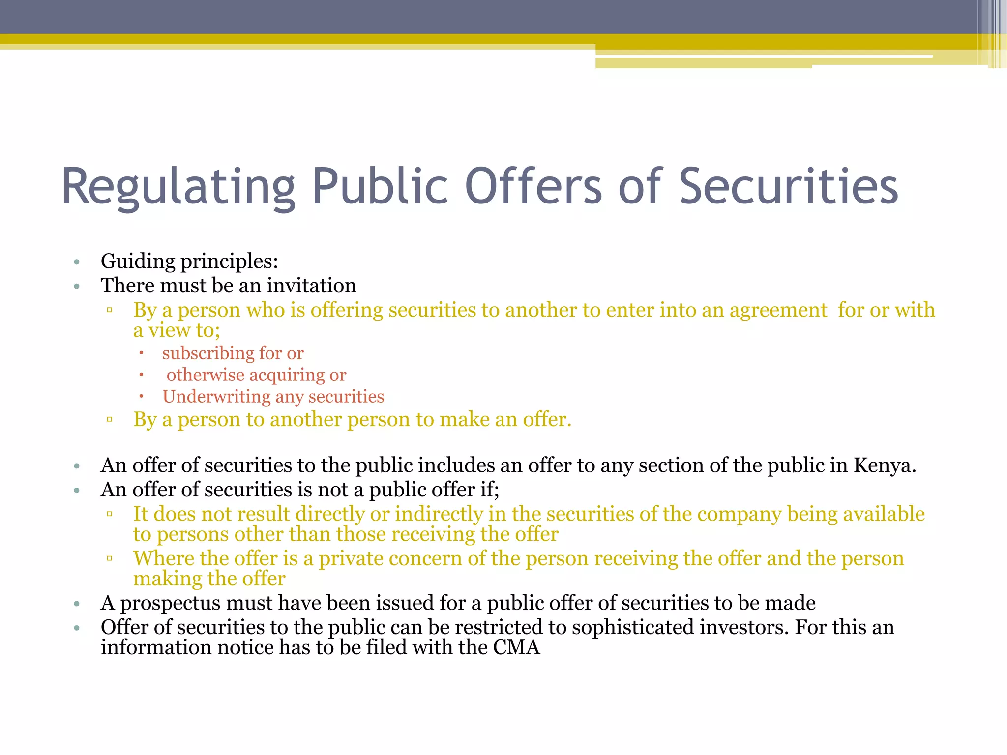 An Introduction to Securities Regulation in Kenya | PPTX