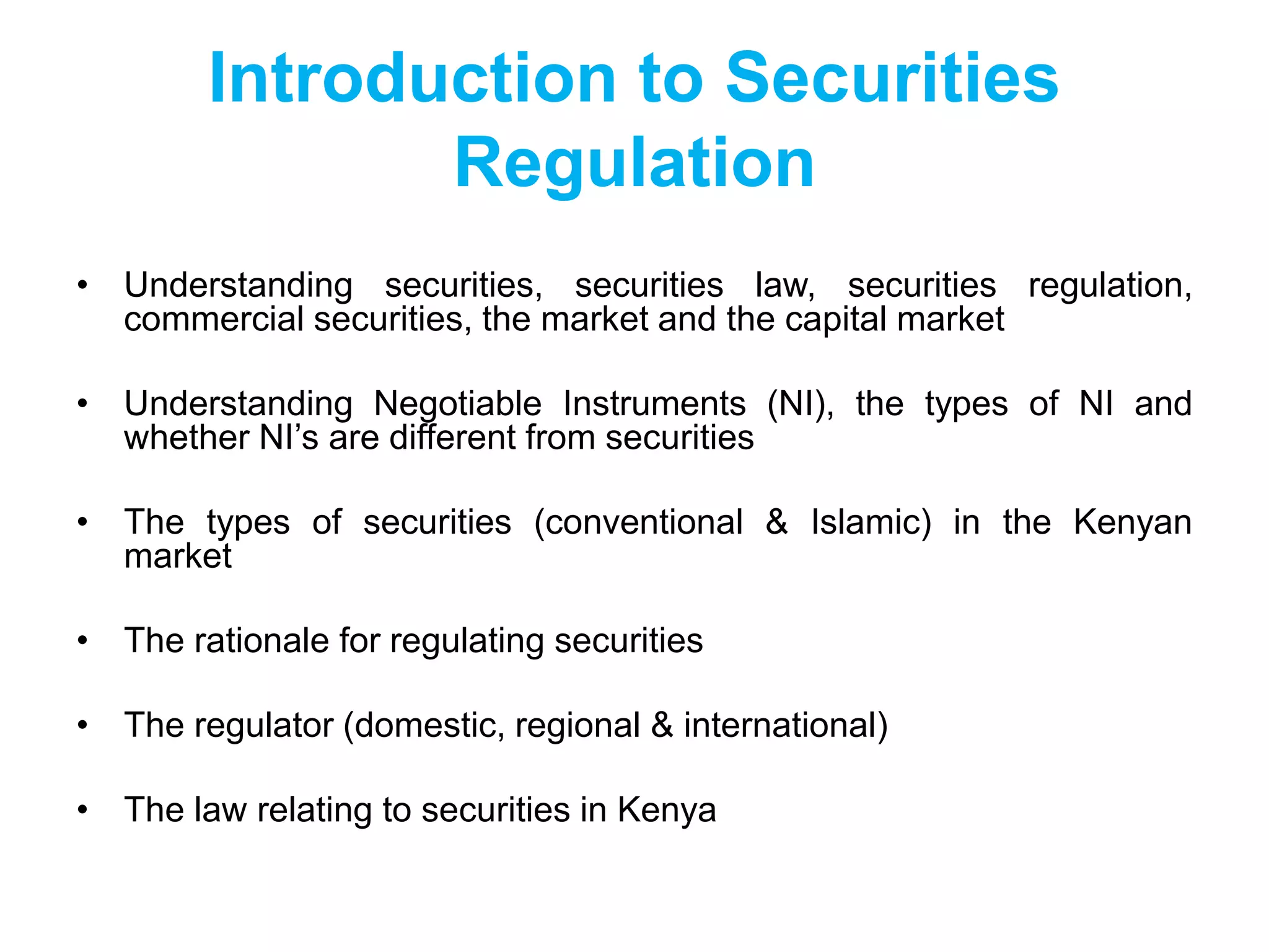 Introduction to Securities Regulation | PPTX