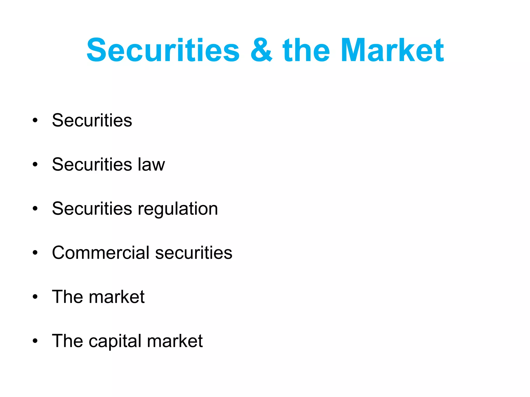 Introduction to Securities Regulation | PPTX