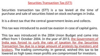 Securities Transaction Tax (STT) explained | PPTX