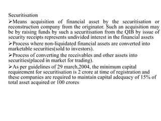 Securitisation and reconstruction | PPSX | Business Banking & Finance ...