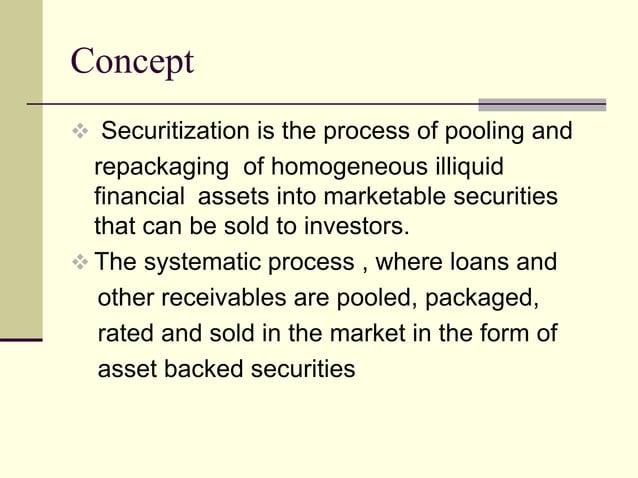 Securitization.ppt | Stocks and Bonds | Personal Investing