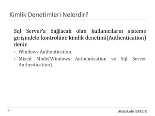 MSSQL Server Güvenlik (Security) | PPT