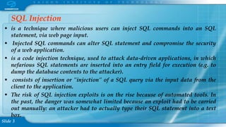 SQL injection and SYN attack | PPTX