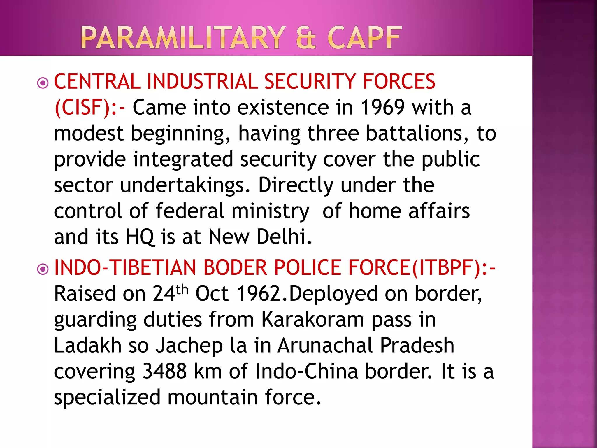 Security Forces in India | PPTX