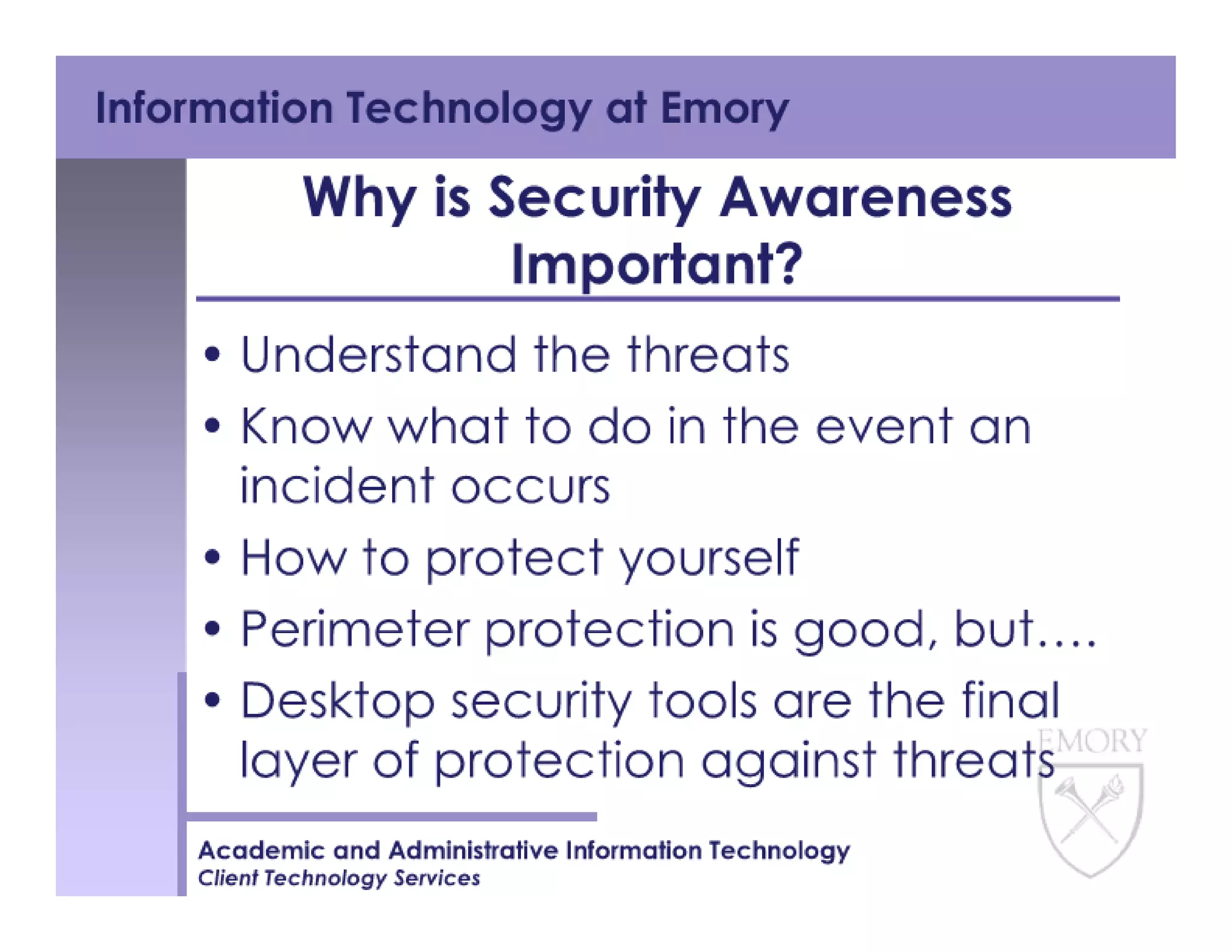 Security Awareness and Incident Response at Emory University | PDF