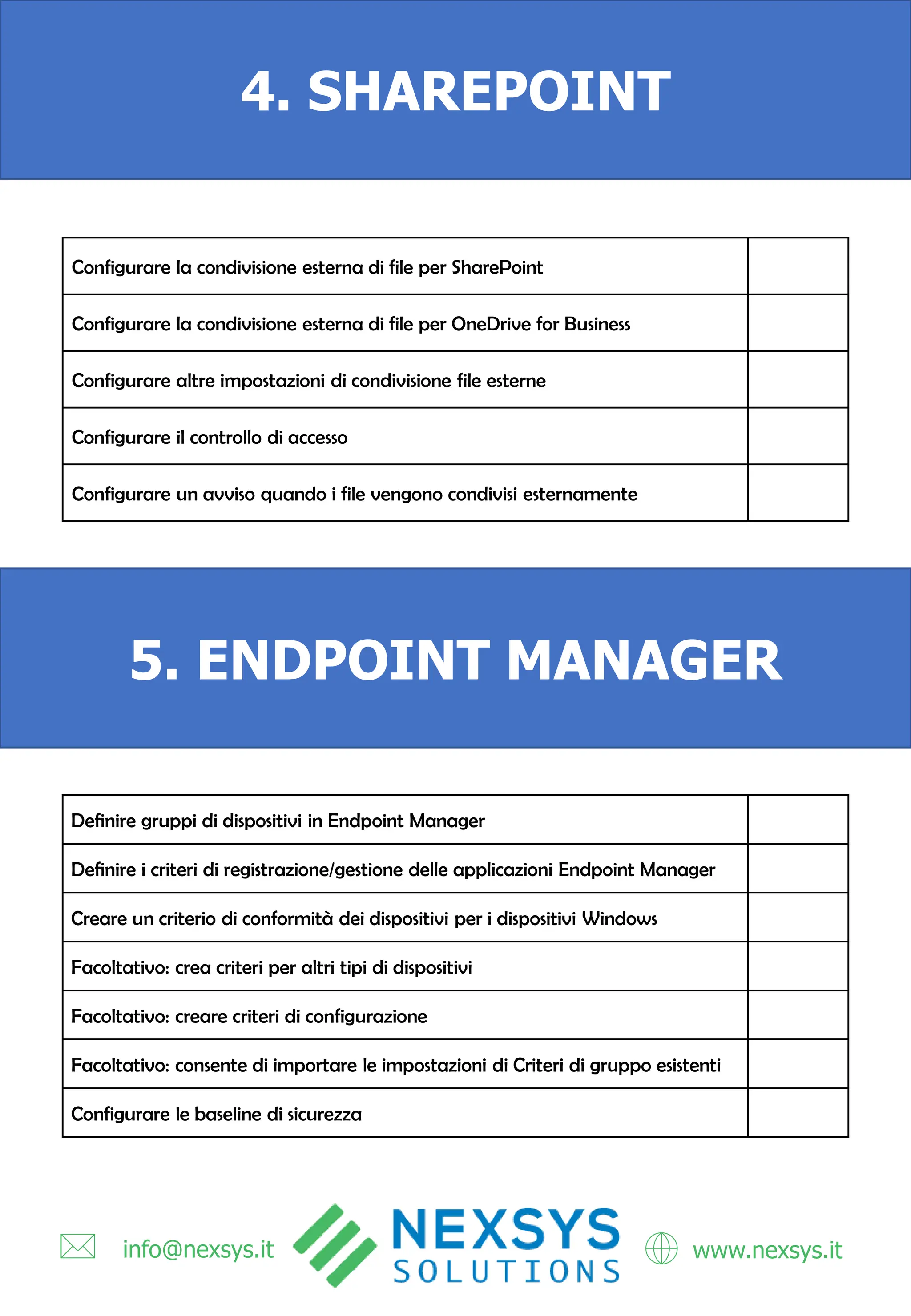 Microsoft 365 Security Checklist | Nexsys | PDF