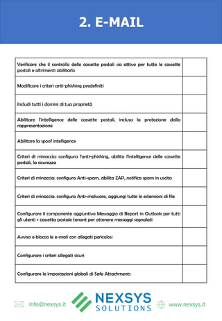 Microsoft 365 Security Checklist | Nexsys | PDF