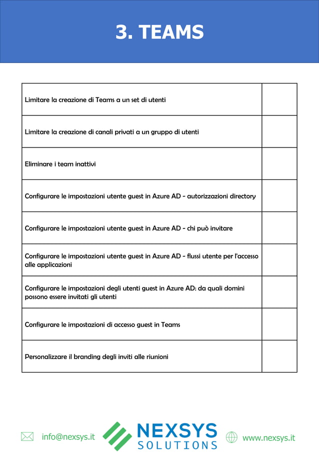 Microsoft 365 Security Checklist | Nexsys | PDF