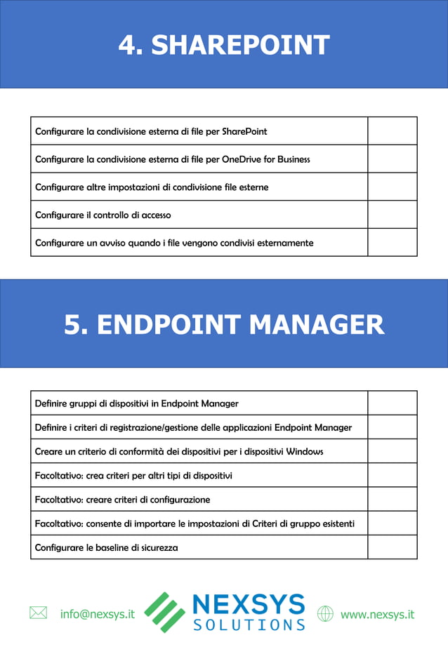 Microsoft 365 Security Checklist | Nexsys | PDF