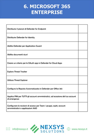 Microsoft 365 Security Checklist | Nexsys | PDF