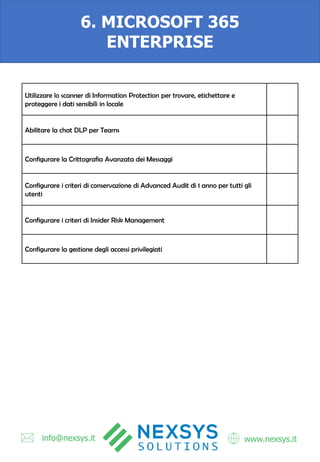 Microsoft 365 Security Checklist | Nexsys | PDF