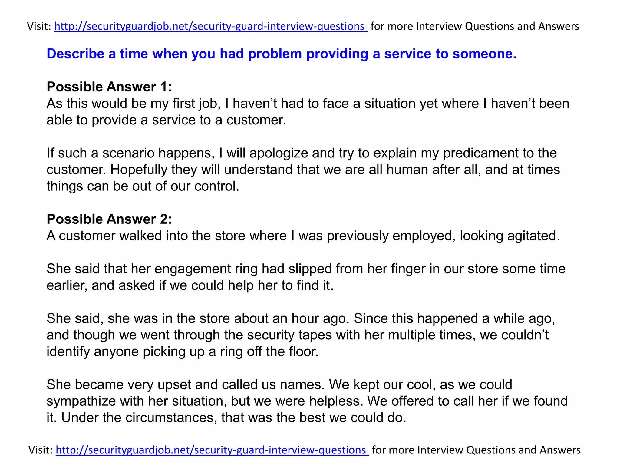 Security Guard Interview questions and Answers | PPTX