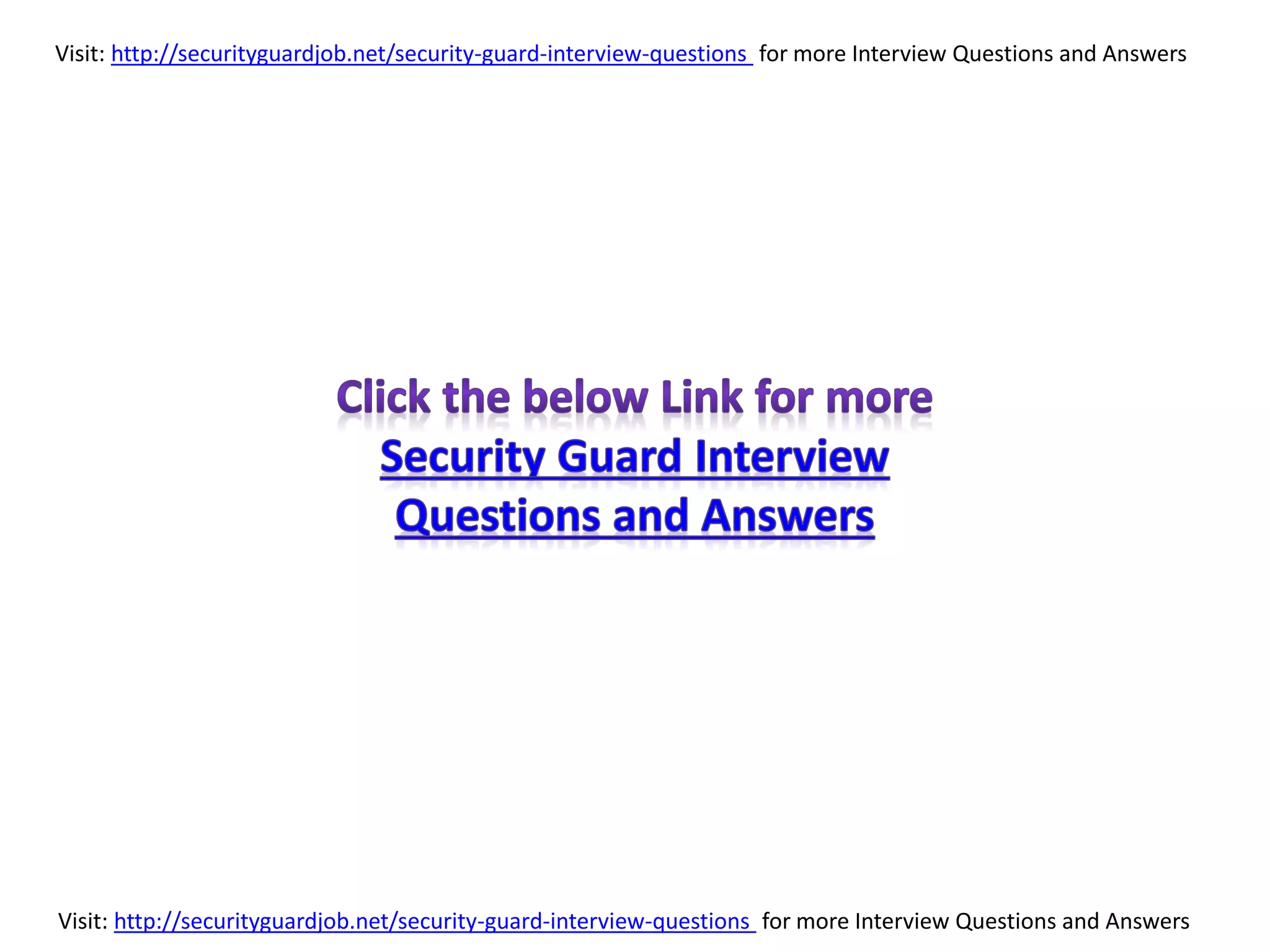 Security Guard Interview questions and Answers | PPTX