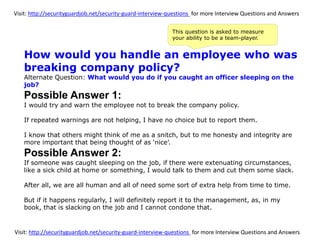Security Guard Interview questions and Answers | PPTX