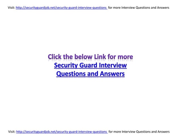 Security Guard Interview questions and Answers | PPTX | Resume Writing ...