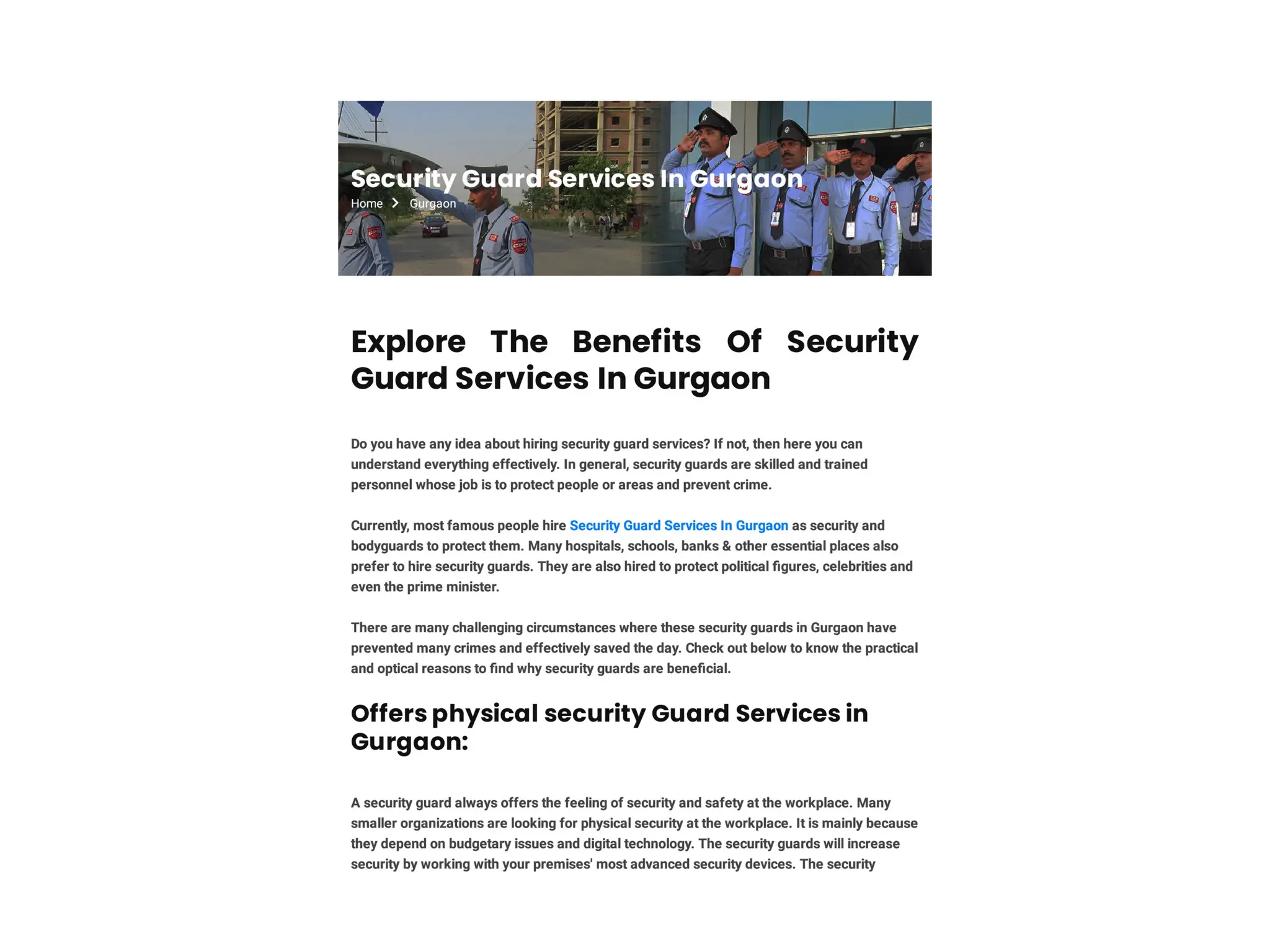 Security Guard Services In Gurgaon Haryana | CPS Security | PPT