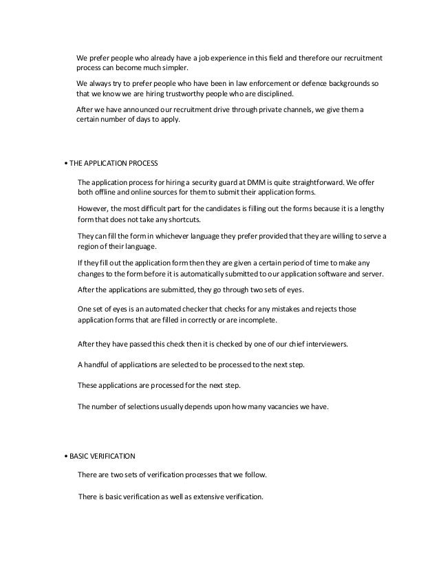 SECURITY GUARDS SELECTION PROCESS AT DMM FACILITY MANAGEMENT | PPT