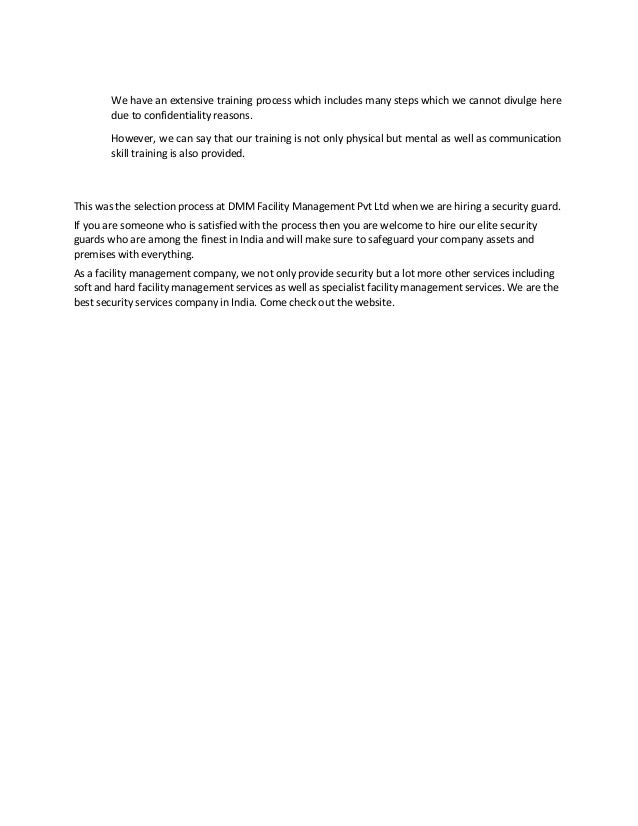 SECURITY GUARDS SELECTION PROCESS AT DMM FACILITY MANAGEMENT | PPT