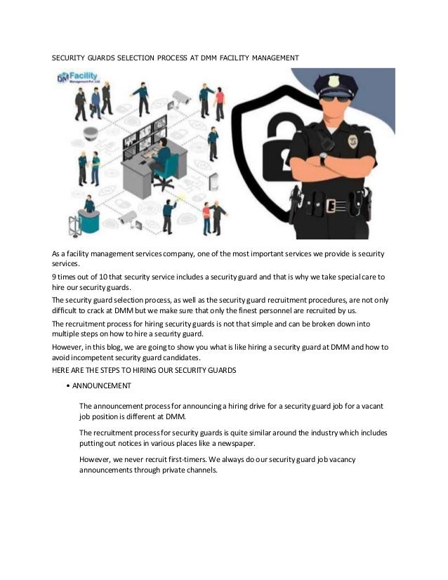 SECURITY GUARDS SELECTION PROCESS AT DMM FACILITY MANAGEMENT | PDF