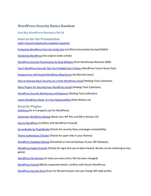 Security handout | PDF