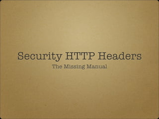 Security HTTP Headers | PDF