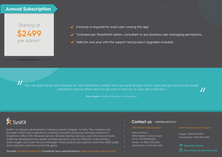 SharePoint and Office 365 Security Tool - SysKit Security Manager | PPT
