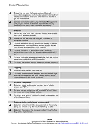 Security Policy Checklist | PPT
