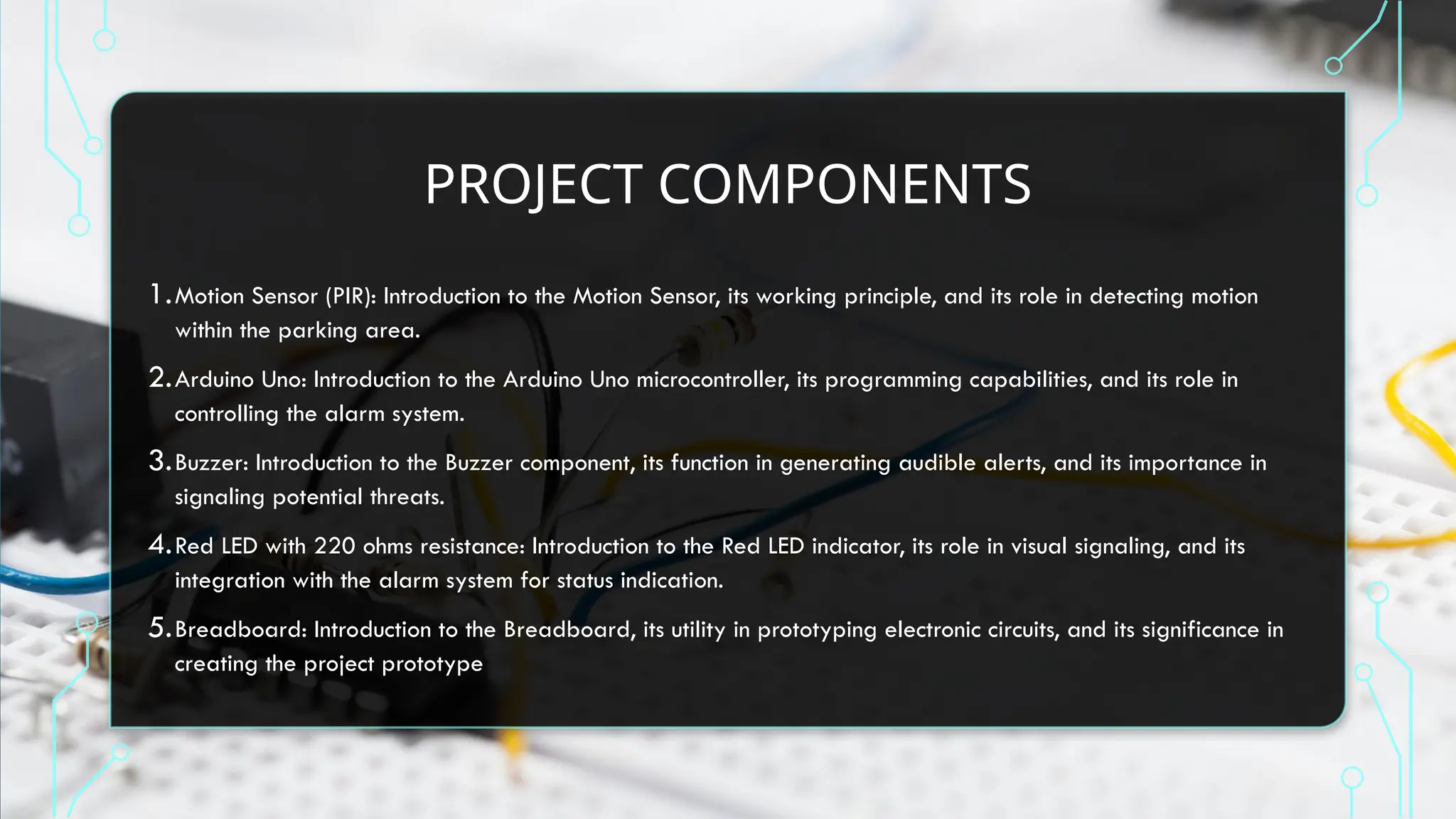 Security alarm in parking area Using Arduino .pptx