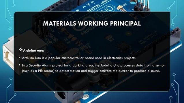 Security alarm in parking area Using Arduino .pptx