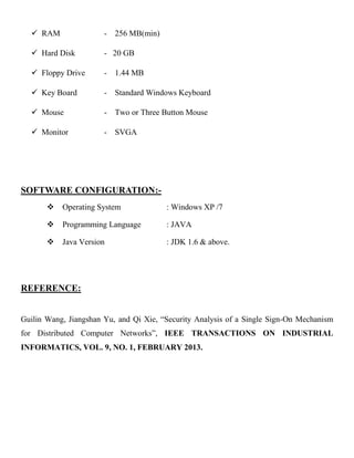 JAVA 2013 IEEE NETWORKSECURITY PROJECT Security analysis of a single sign on mechanism for ...
