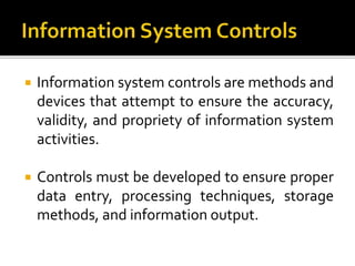 Security and Control Issues in Information System | PPTX