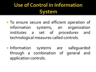 Security and Control Issues in Information System | PPTX