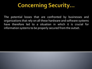 Security and Control Issues in Information System | PPTX