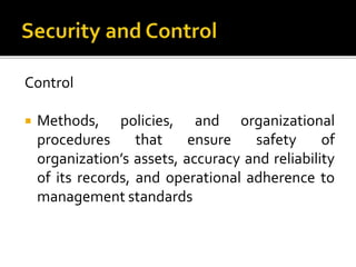 Security and Control Issues in Information System | PPTX