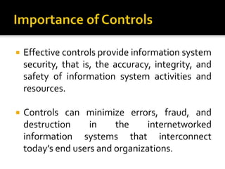 Security and Control Issues in Information System | PPTX