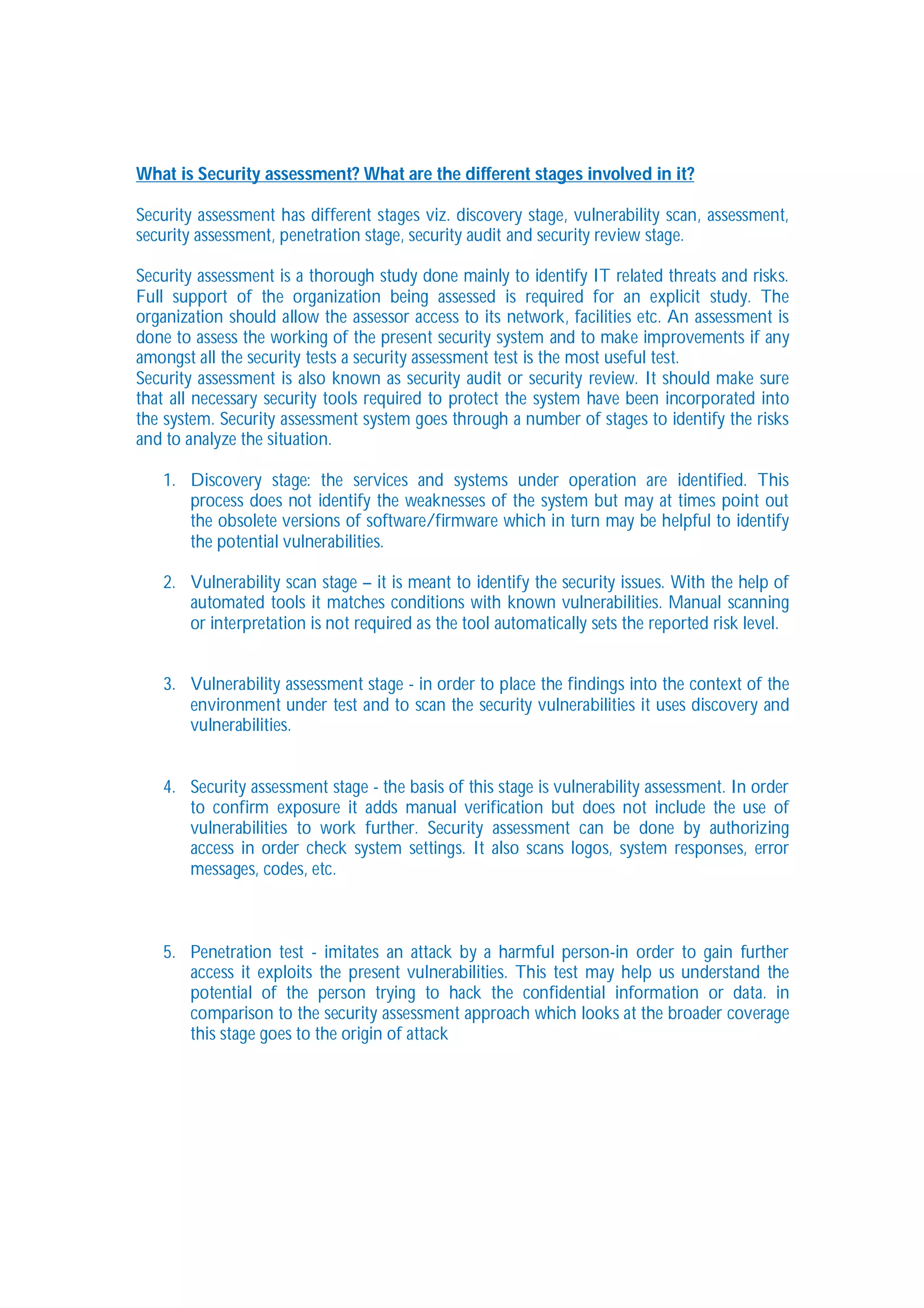 Security assessment | PDF