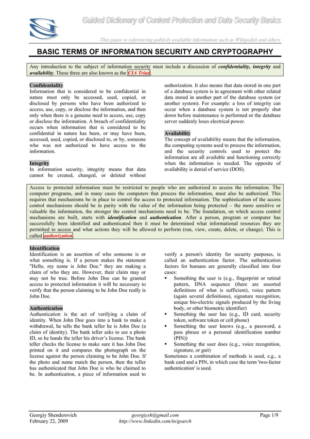 Security Basics | PDF | Information and Network Security | Computing