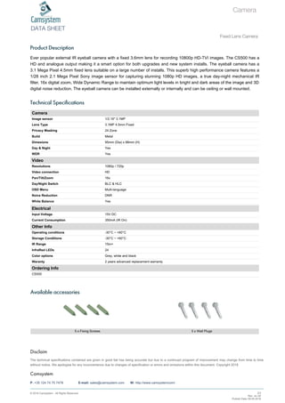 Security Camera Datasheet Template | PDF