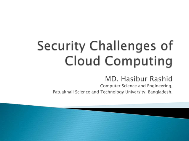 Security challenges of cloud computing | PPTX