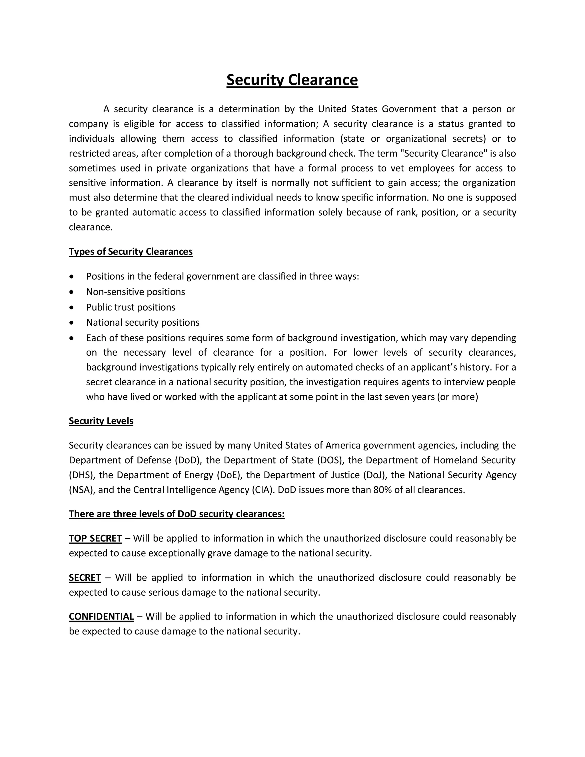 Security clearance | PDF